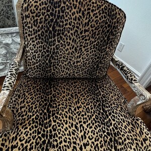 Pair of Vintage Custom Tufted High Back Leopard Print Cotton Velvet ...