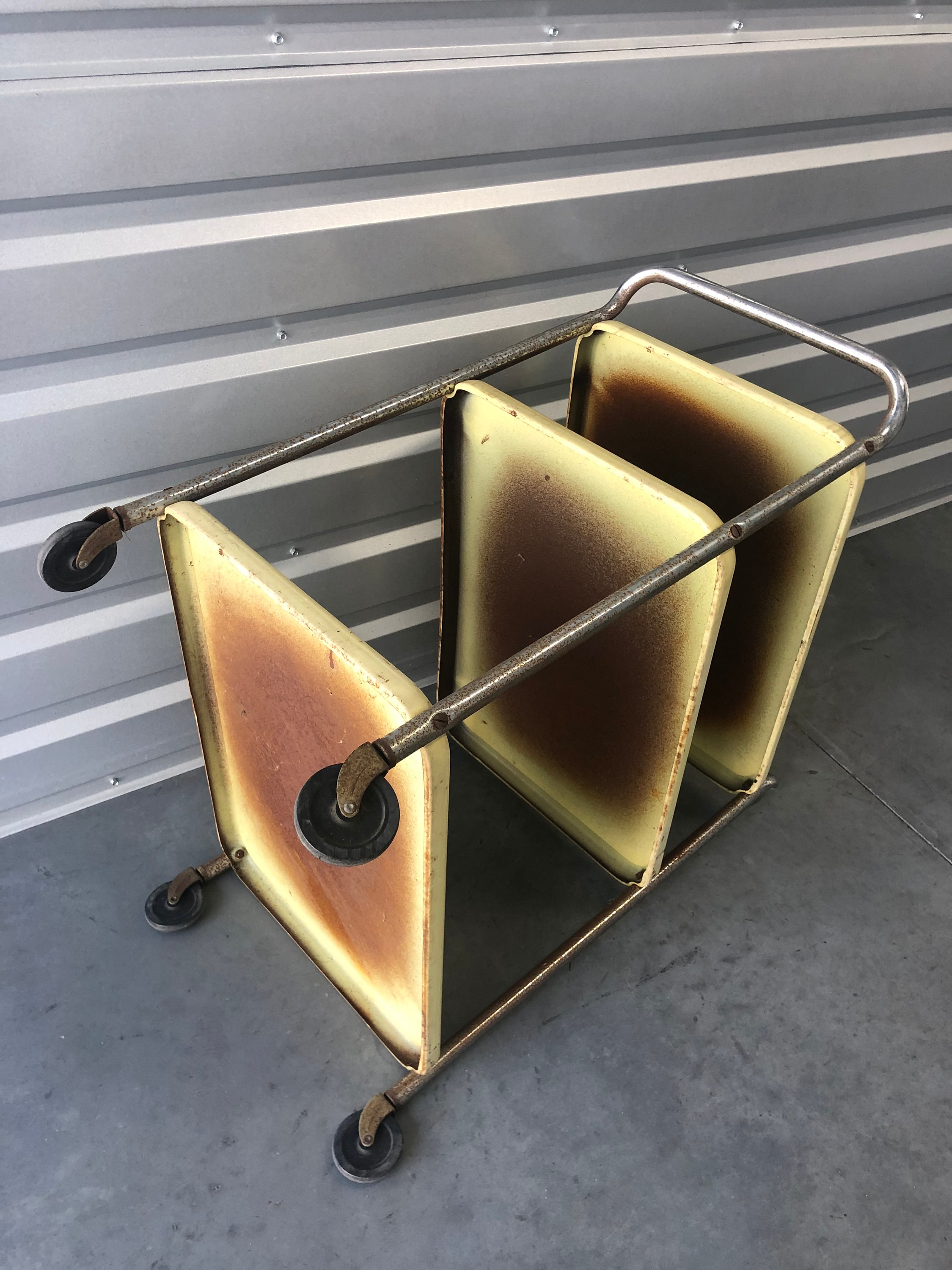Vintage Cosco Yellow Metal Rolling Cart: 3-tier Industrial Bar Cart - Etsy