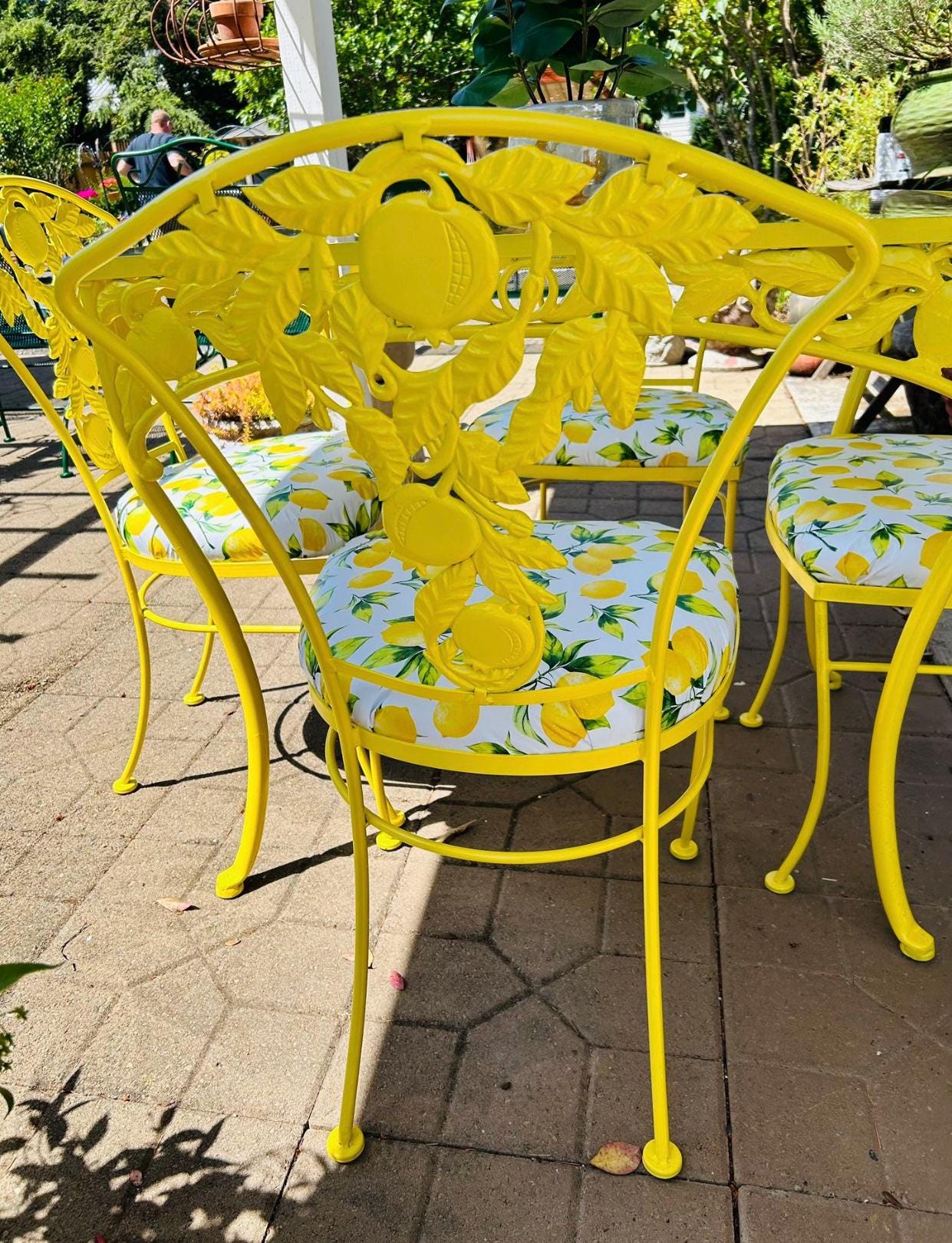 Yellow wrought iron patio furniture store