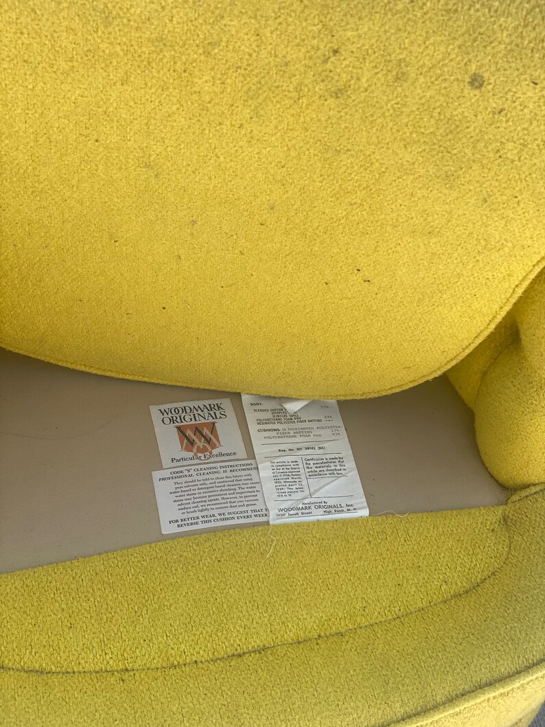 Vintage Woodmark Originals Yellow Tufted Back Swivel Barrel Lounge ...
