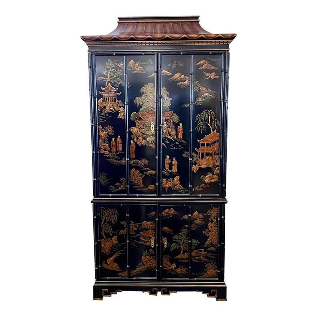 Drexel Heritage Et Cetera Black Chinoiserie Armoire TV Media Cabinet - Etsy