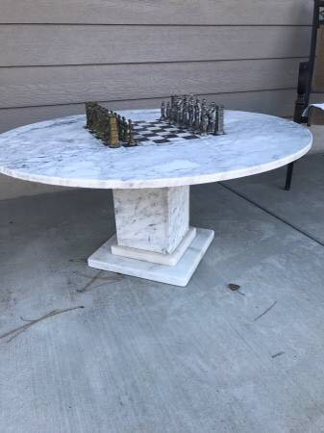 Amazing Vintage Hollywood Regency Marble Chess Game Table With Marble ...