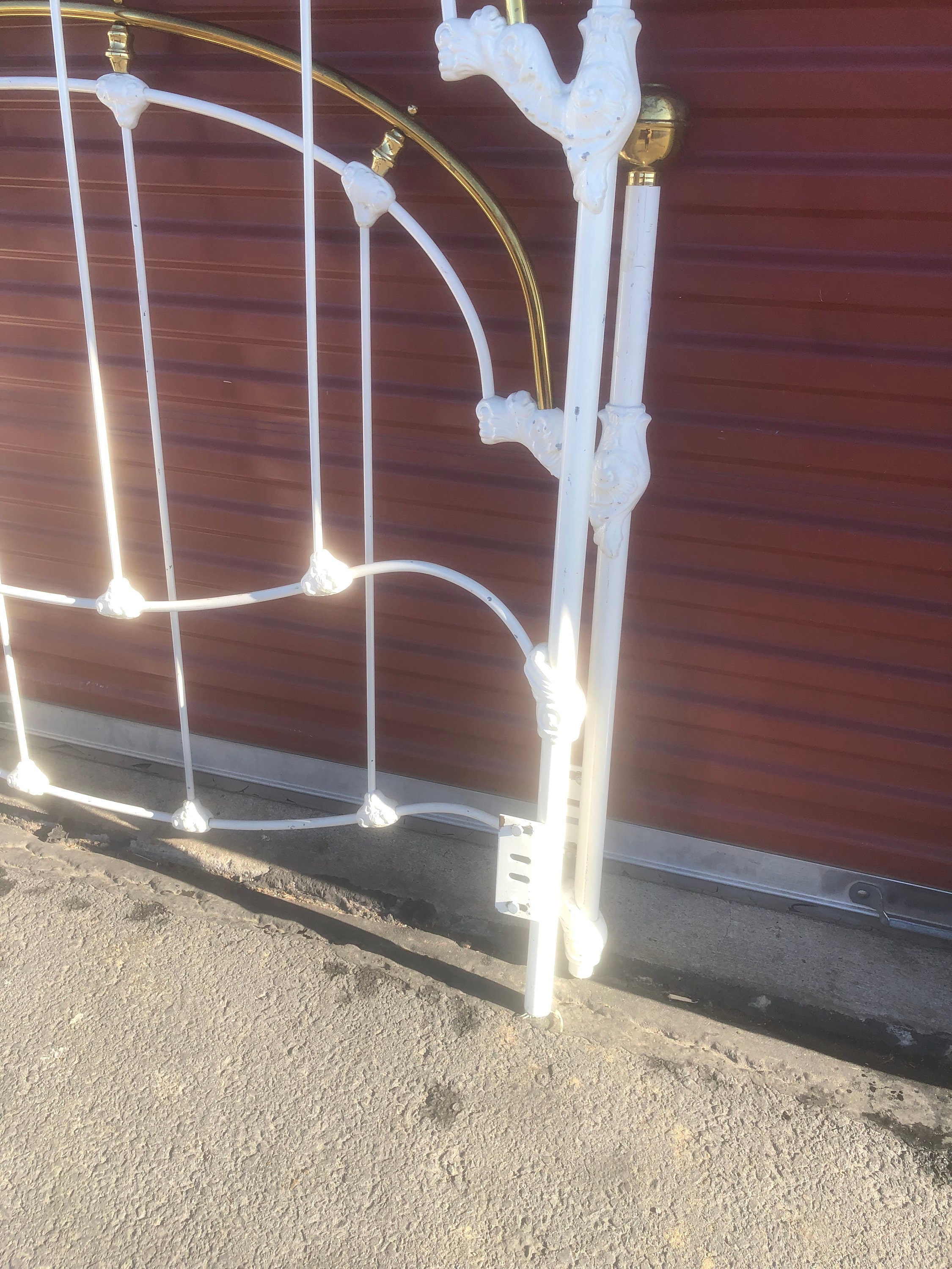 Vintage Elliott’s Design Full Size Bed Frame: White Enameled Iron ...