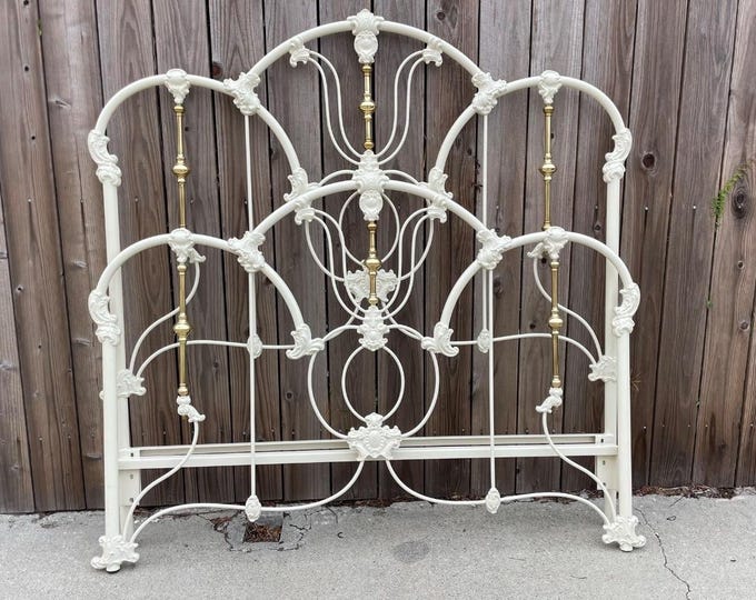 Vintage Elliott’s Design Full White Enameled Iron and Brass Full Size ...