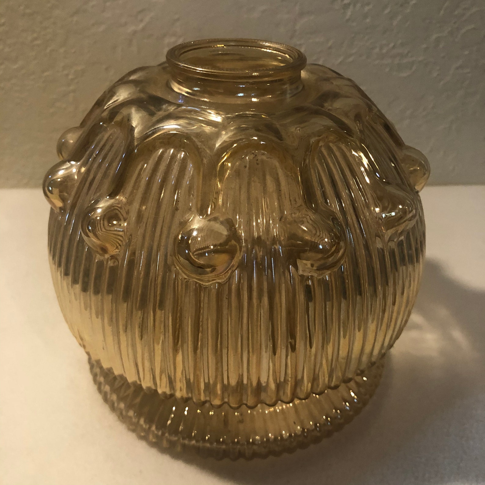 Vintage Amber Glass Round Bubble Lamp Shade Lighting Fixture | Etsy