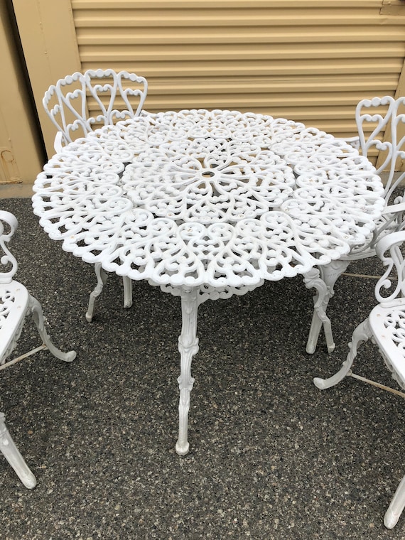 Vintage Victorian Cast Iron Patio Dining Set Includes 4 Arm | Etsy