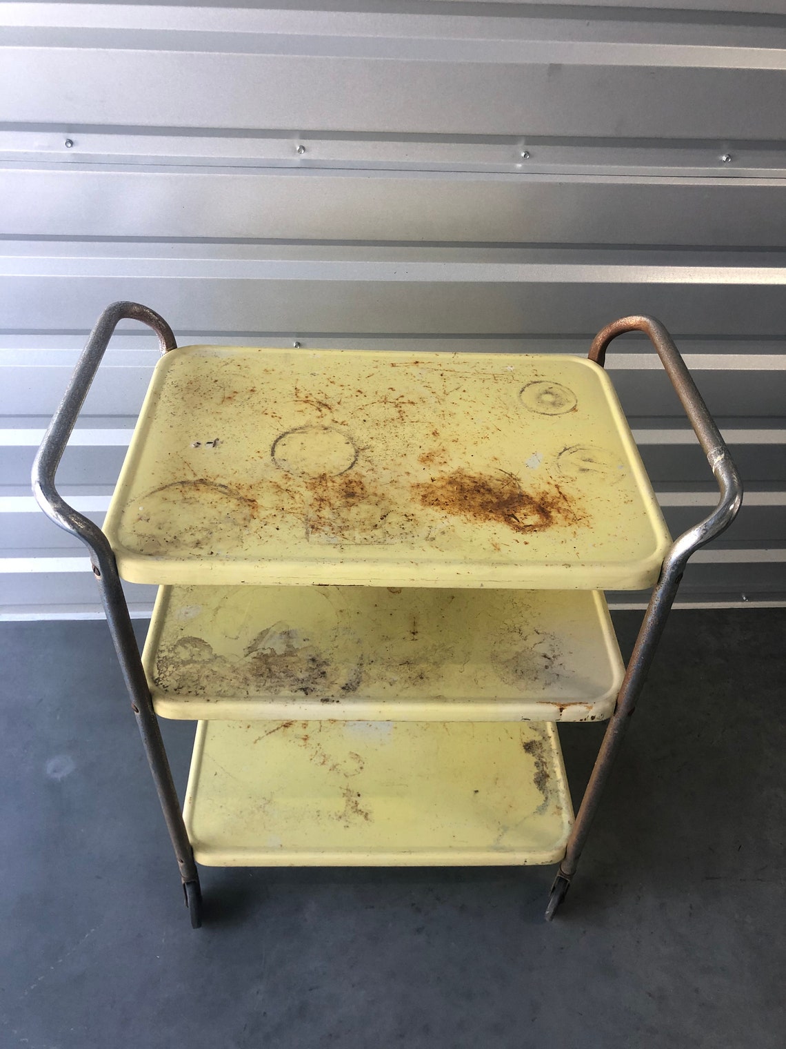 Vintage Cosco Yellow Metal Rolling Cart: 3-tier Industrial Bar Cart - Etsy