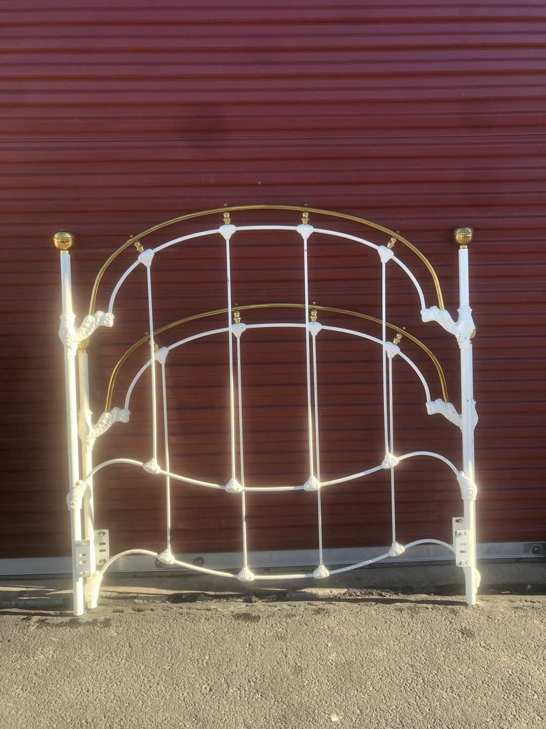 Vintage Elliott’s Design Full Size Bed Frame: White Enameled Iron ...