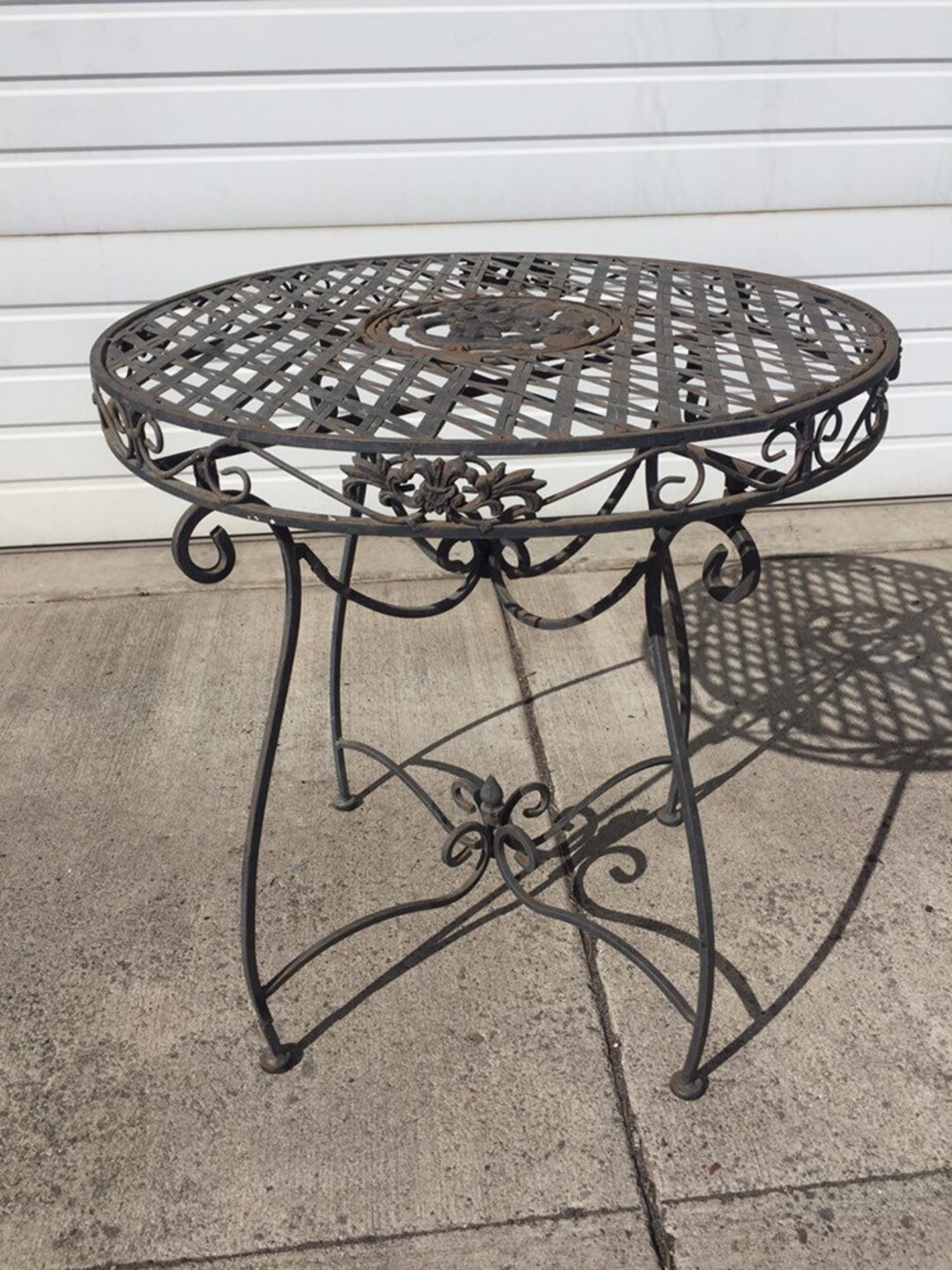 Vintage Wrought Iron Patio Table - Etsy