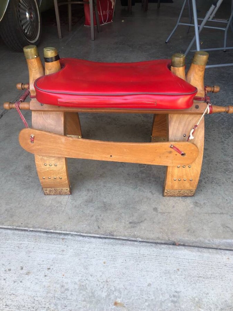 Antique Camel Saddle Stool Vintage Handmade Footstool Leather Etsy