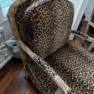 Pair of Vintage Custom Tufted High Back Leopard Print Cotton Velvet ...