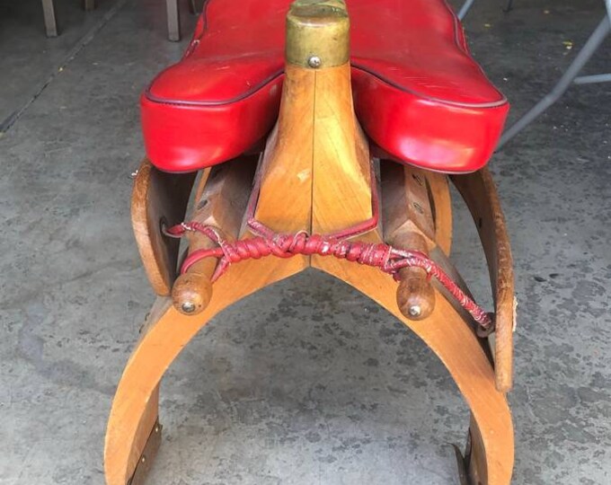 Antique Camel Saddle Stool Vintage Handmade Footstool Leather And Wood