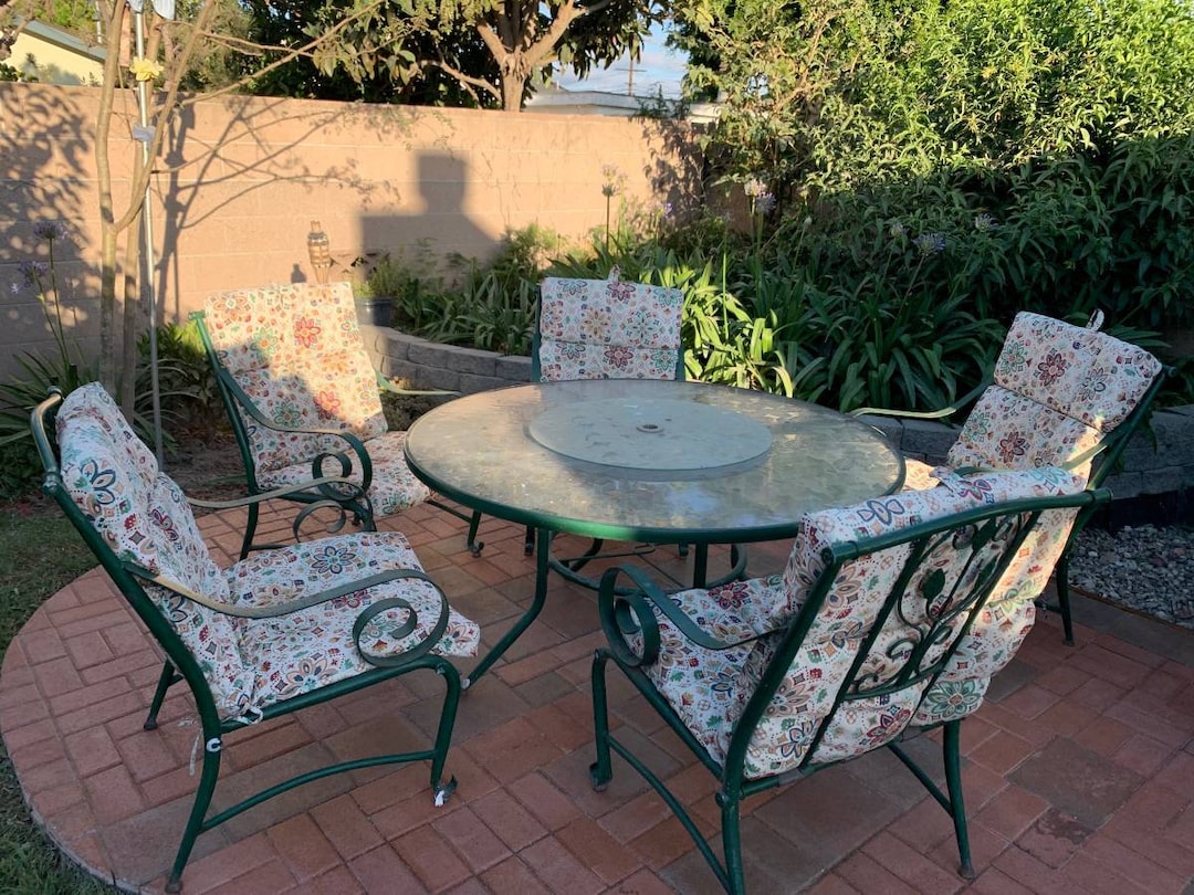 Vintage Wrought Iron Patio Dining Set - Etsy