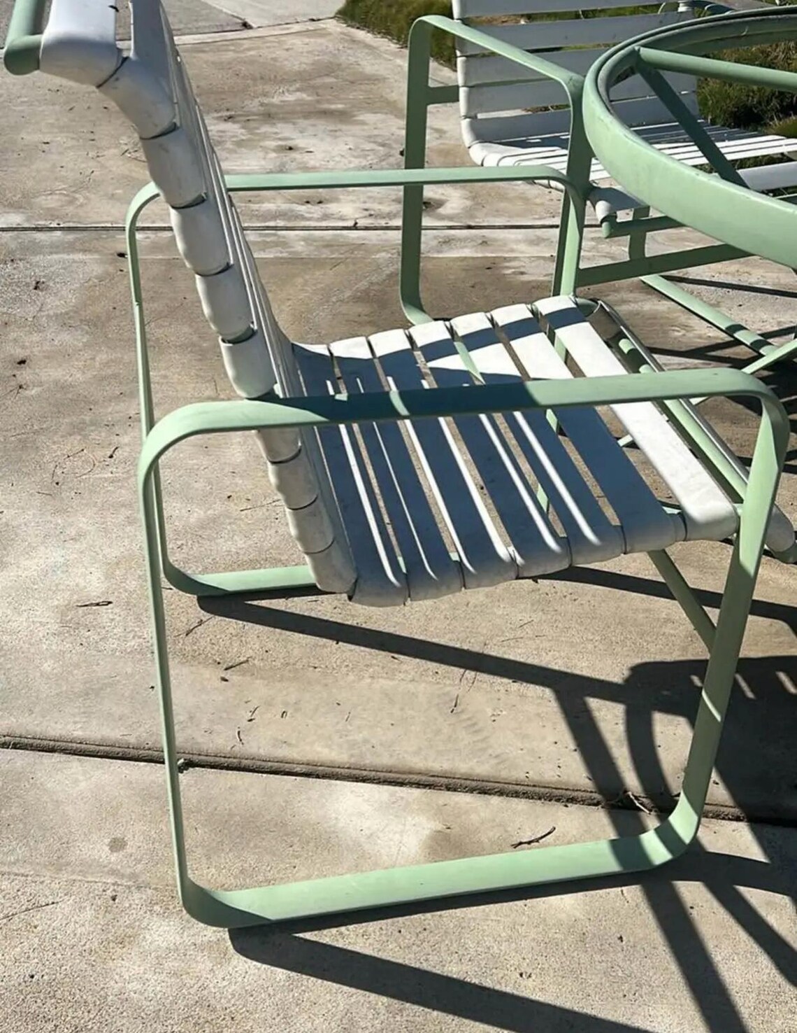 Tropitone Brazilia Patio Lounge Chairs and Footstool With Vinyl Straps ...