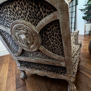 Pair of Vintage Custom Tufted High Back Leopard Print Cotton Velvet ...