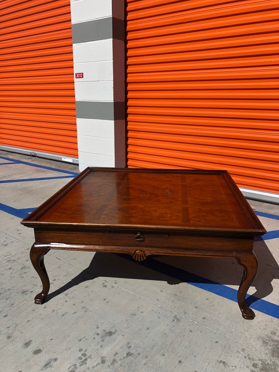 Vintage Drexel Large Burled Wood Square Coffee Table 42 X 42 X 17 Etsy