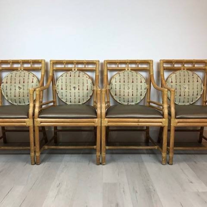 Vintage Rattan Arm Chairs - Etsy