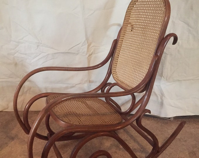 Bentwood Cane Back Rocking Chair in the Style of Michael Thonet Hand ...