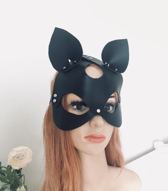 Cat Woman Mask Pussy Leather Cat Mask Nu Goth Bdsm Mask Etsy
