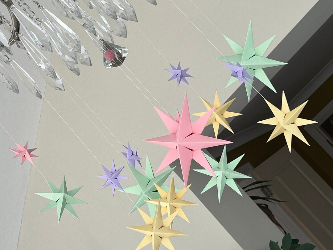 Pastel Origami Stars. Star Room Decor. Pastel Paper Stars. Nursery ...
