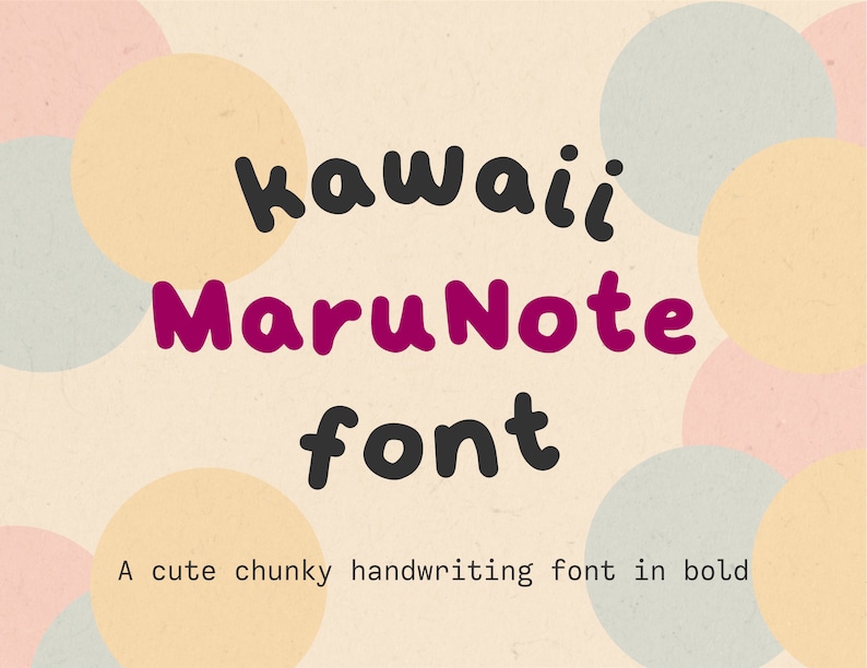Marunote Kawaii Handwriting Type Bold OTF Cute Font Chunky - Etsy