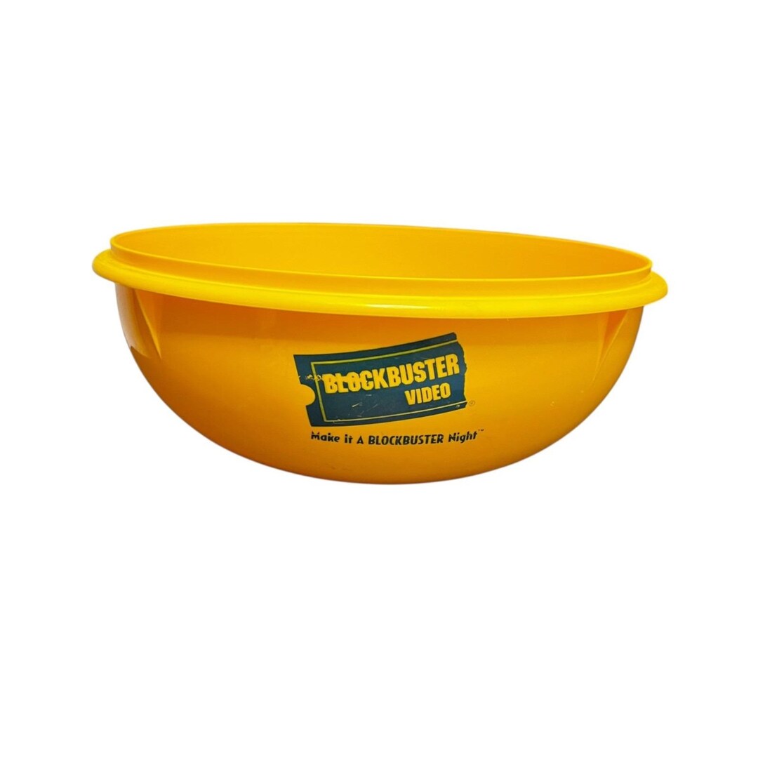 Vintage Tupperware Blockbuster Video Popcorn Bowl Yellow No Lid Bowl ...