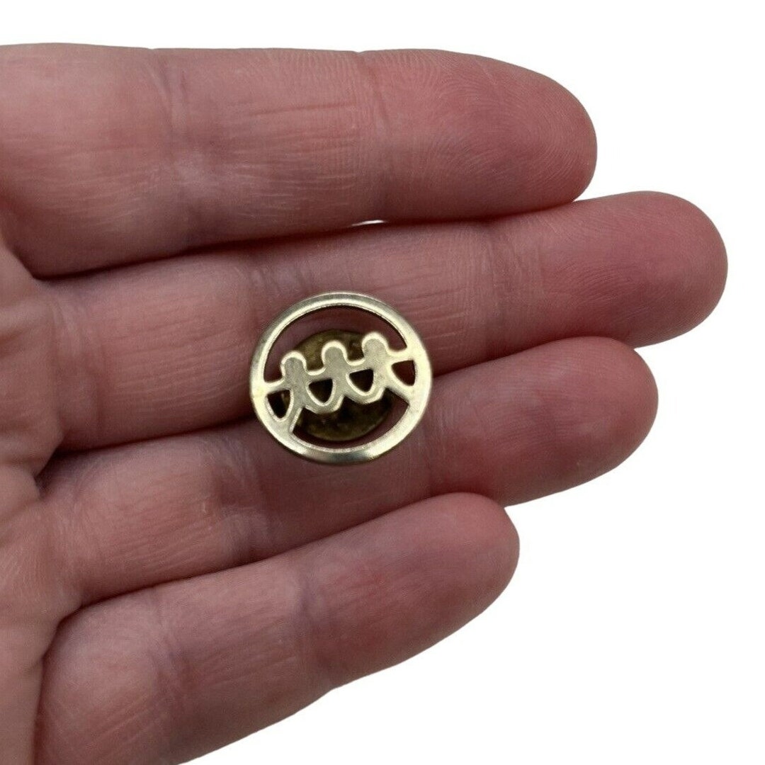 Vintage Children Holding Hands Gold Tone Enamel Lapel Pin - Cute ...