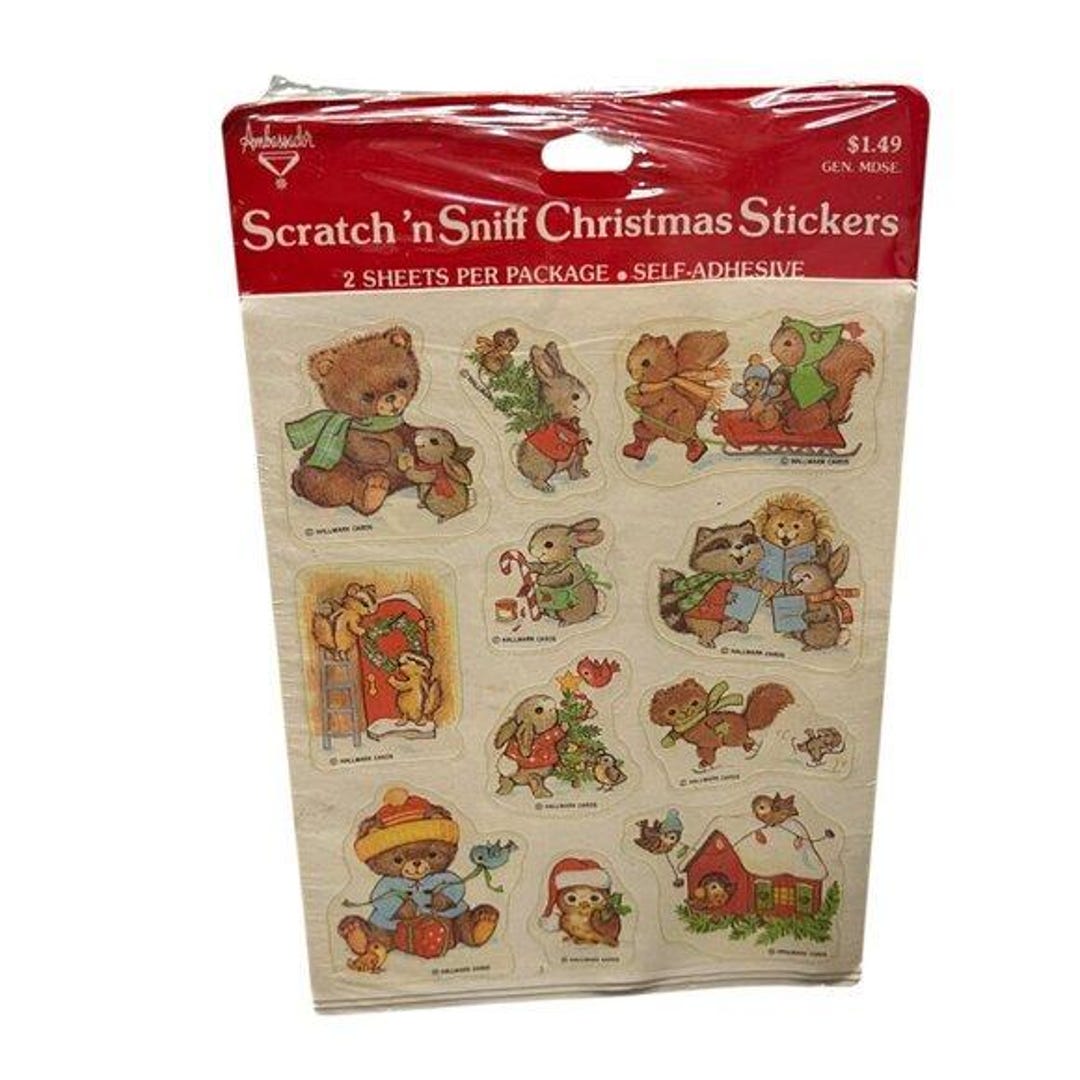 VTG Hallmark Ambassador Christmas Scratch N Sniff Stickers NEW SEALED 2 ...