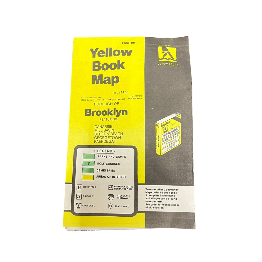 Vintage 1988 Yellow Book Map of BROOKLYN NY Canarsie Mill Basin ...