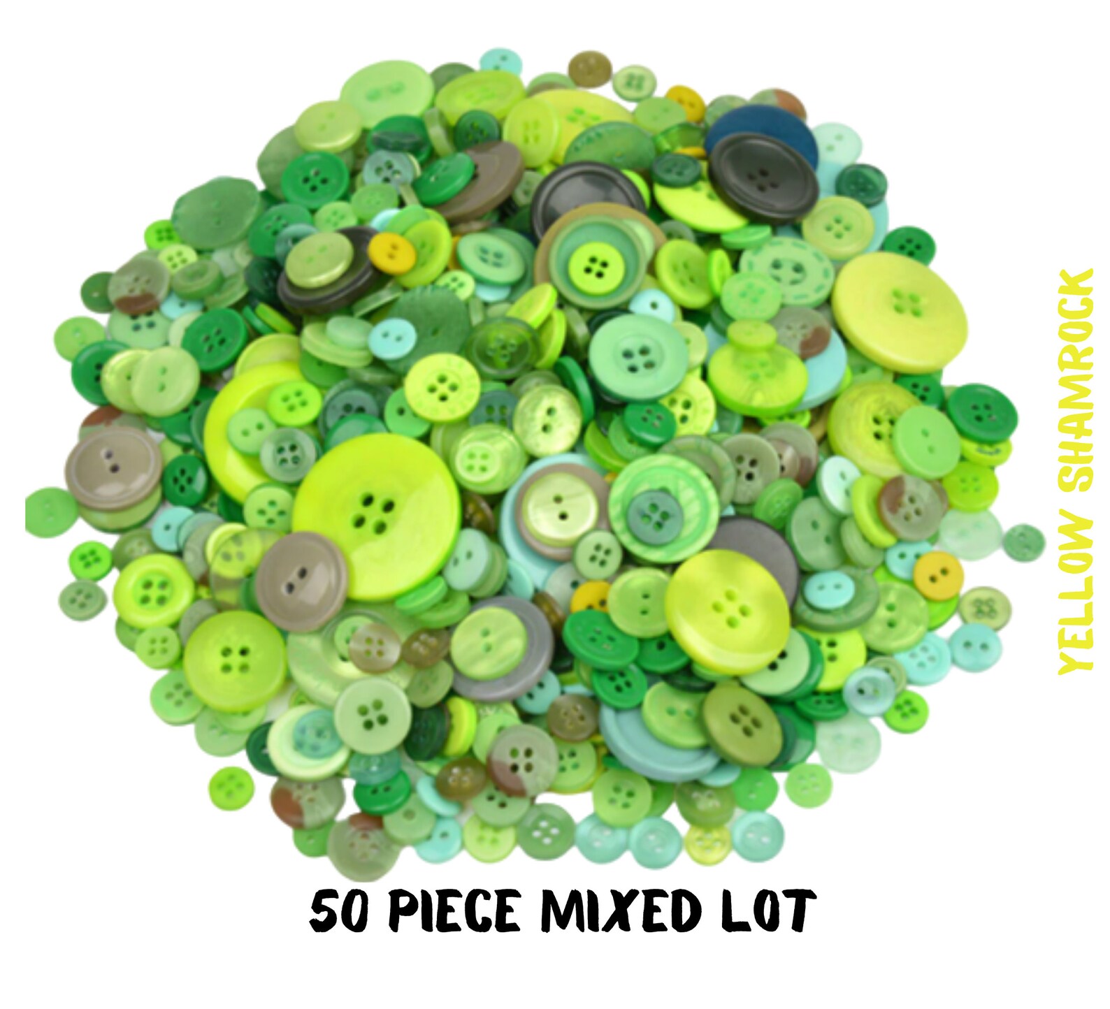 50 Green Buttons Mixed Sizes Varied Assorted Shades Sewing | Etsy