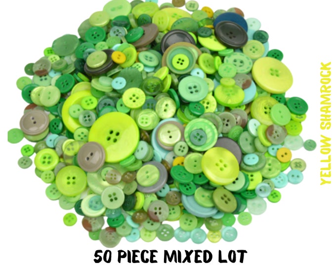50 Green Buttons Mixed Sizes Varied Assorted Shades Sewing - Etsy