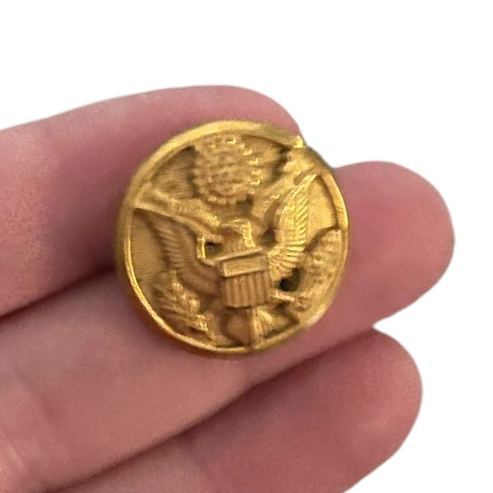 Vintage WB Co Button Military USA EAGLE Metal Button Shank Navy Gold 1 ...