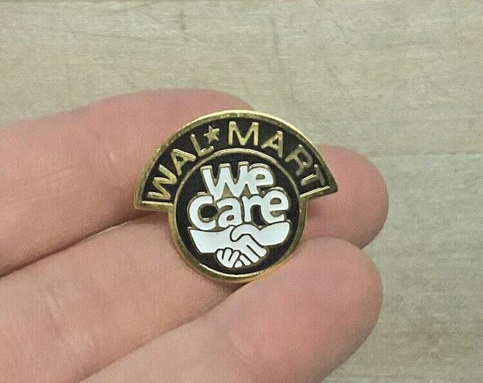 VTG Walmart Pin | We Care Shaking Hands Blue Lapel Hat Pin | Vintage ...