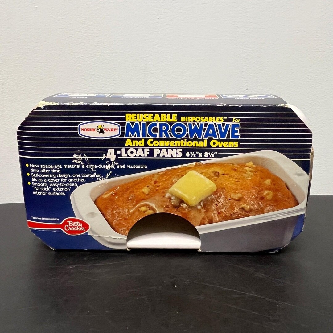 VTG Nordic Ware Reusable Microwave Conventional Oven 4 Loaf Pans Betty ...