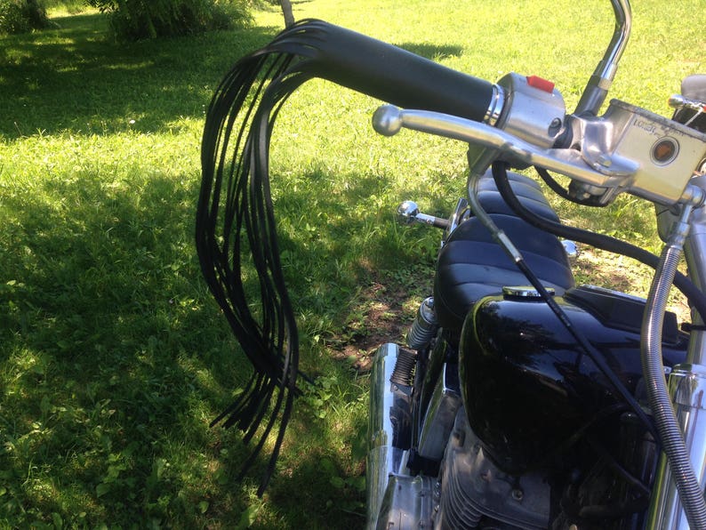 Leather Tassel Fringe Whip Black Motorcycle Grip Covers - Etsy