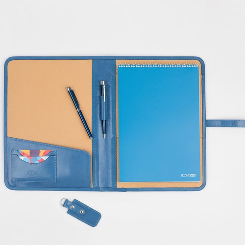 Leather Notebook Holder/leather Portfolio A4 Light Blue - Etsy