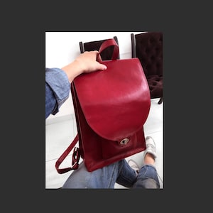 Leather Backpack,backpack Bag, Red Leather Backpack, Leather Back Pack ...