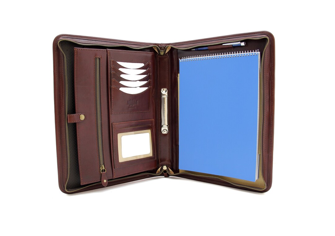 Leather Binder 2 Ring, Zipper Portfolio, Conference Folder A4, Leather ...