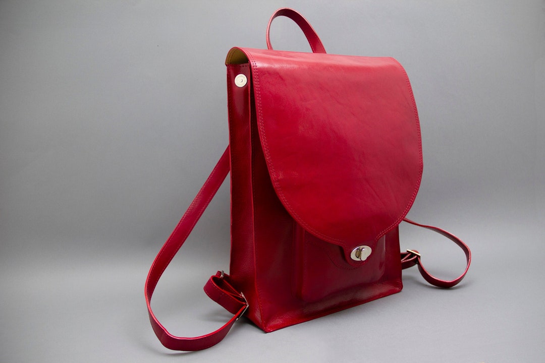 Leather Backpack,backpack Bag, Red Leather Backpack, Leather Back Pack ...