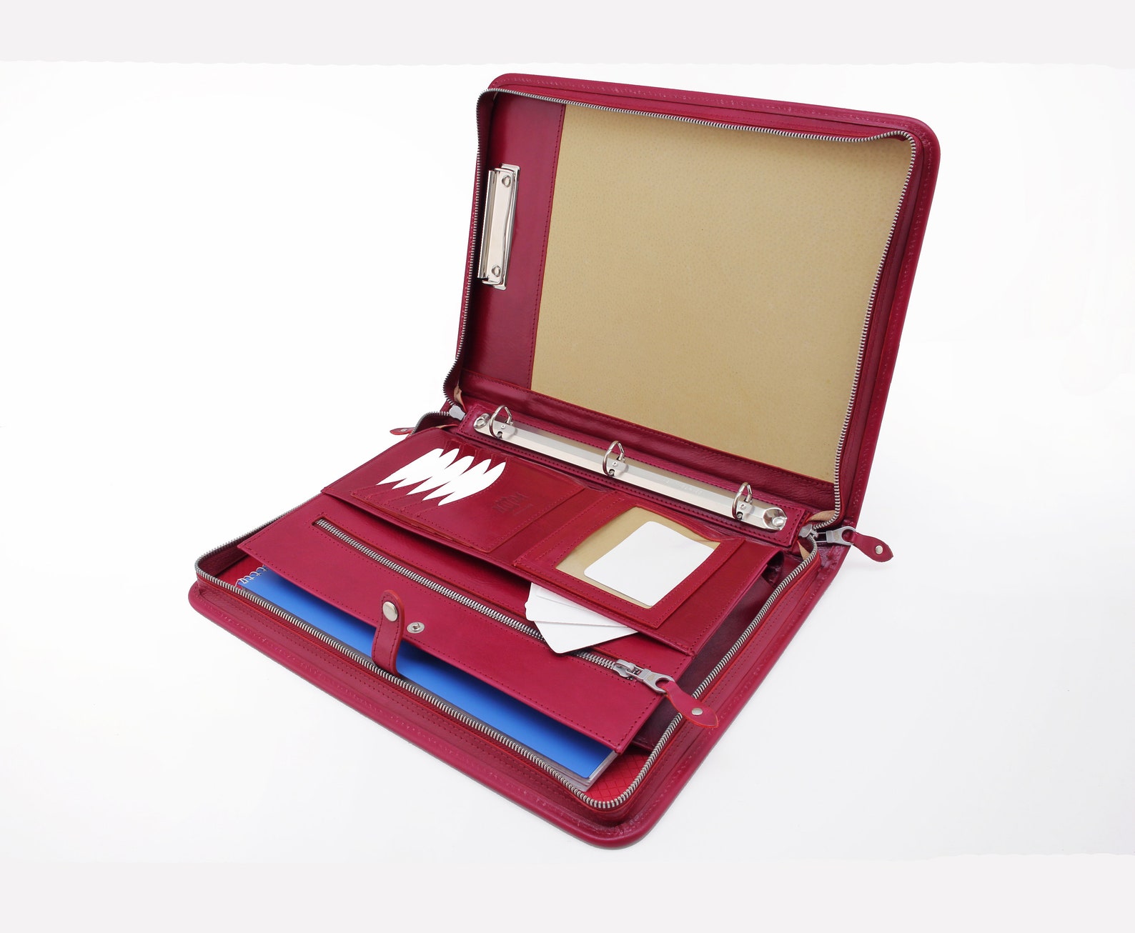 Leather Portfolio With Handle, 3 Ring Binder, Padfolio Clipboard ...