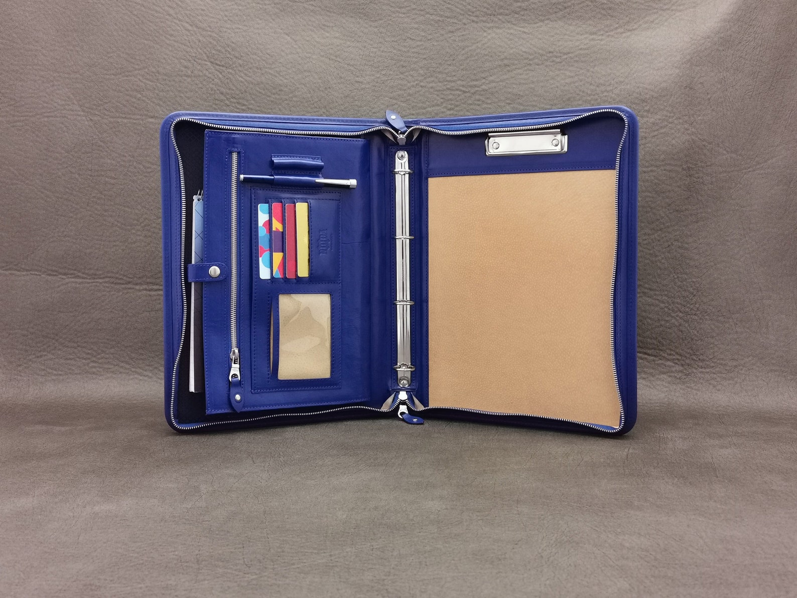 Italian Leather Custom Portfolio, 4 Ring Binder, Padfolio Clipboard ...