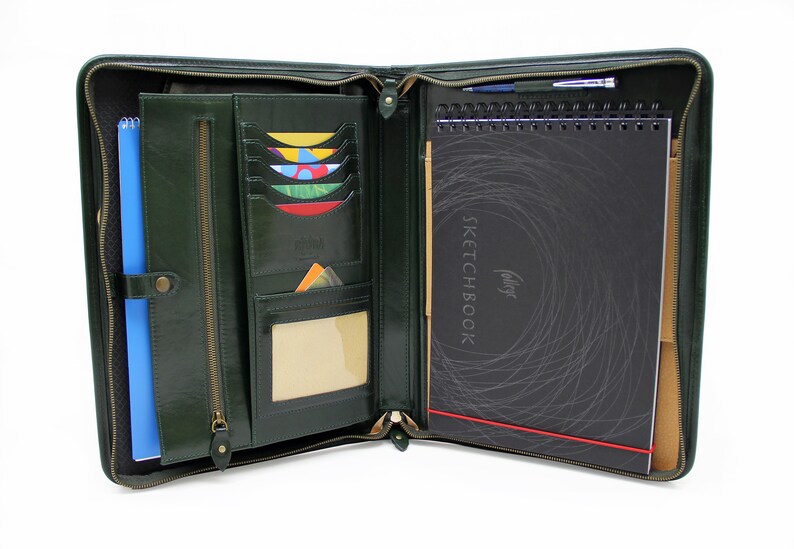 Business Leather Portfolio Zipper Conference Folder Legal | Etsy