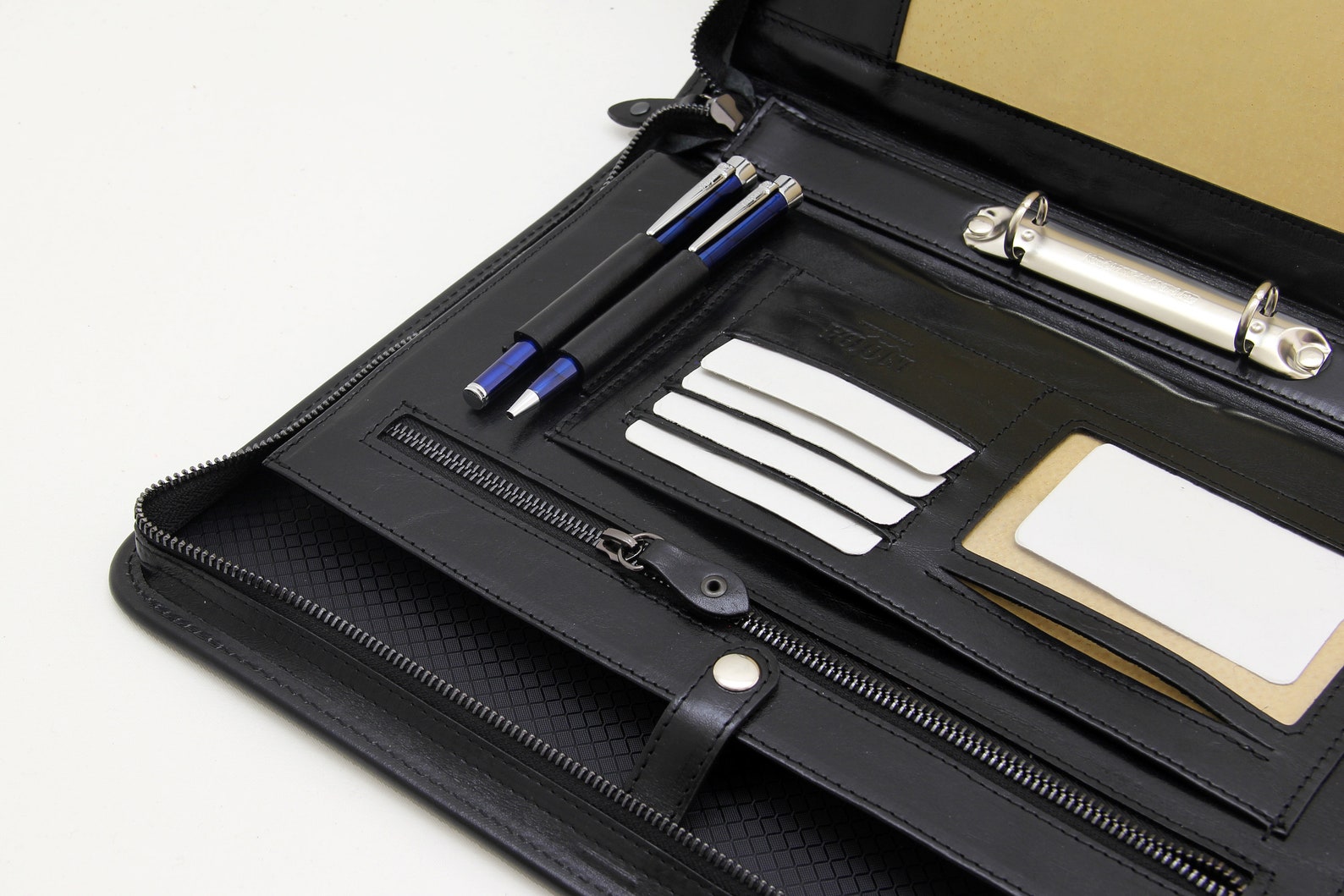 Noda Leather 2 Ring Binder/ Leather Portfolio Clipboard Black | Etsy