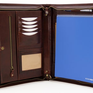 Leather Business Portfolio Case, Green Folio Cover for A4 and Letter ...
