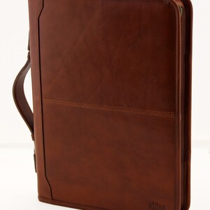 Italian Leather Folder, Zipped Business Portfolio, Genuine Leather 3 ...