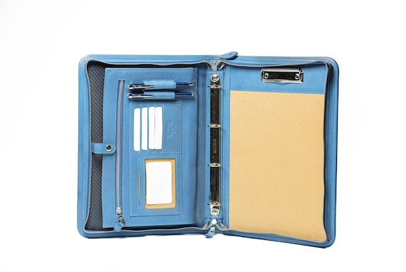 Executive Leather 4 Ring Binder Leather Organizer A4 Leather Business Gift Custom Portfolio Light Blue Document Holder Etsy