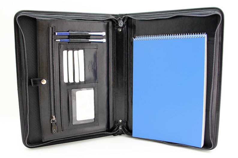 Leather Padfolio Zippered Business Folder Conference Folder - Etsy