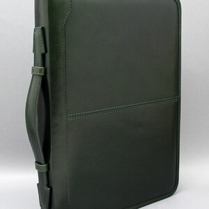 Italian Leather Folder, Zipped Business Portfolio, Genuine Leather 3 ...