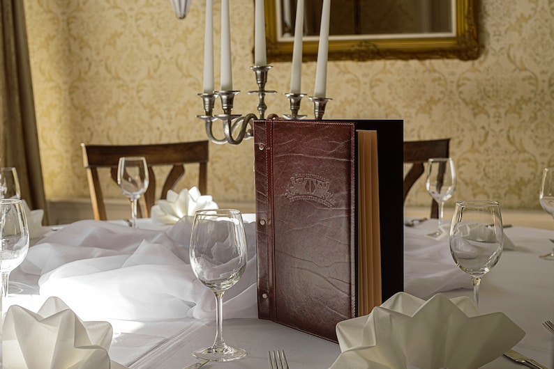 Noda Genuine Leather Custom Restaurant Menu Folder - Branded Menu Cover ...