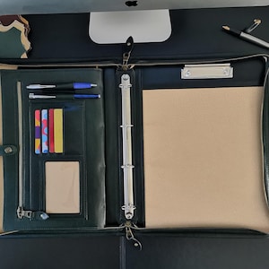 Executive Leather 4 Ring Binder, Leather Organizer A4, Leather Business ...